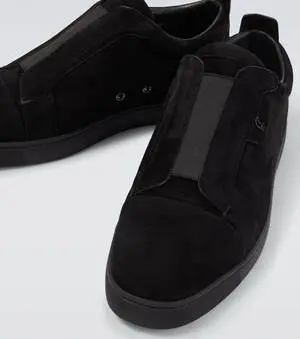 CHRISTIAN LOUBOUTIN St Louis Suede Slip-on Sneakers - Black