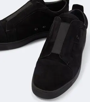 CHRISTIAN LOUBOUTIN St Louis Suede Slip-on Sneakers - Black