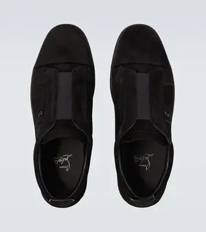 CHRISTIAN LOUBOUTIN St Louis Suede Slip-on Sneakers - Black
