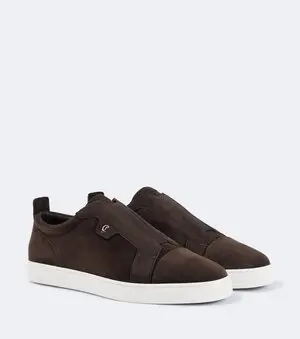 CHRISTIAN LOUBOUTIN St. Louis Suede Slip-on Sneakers - Brown