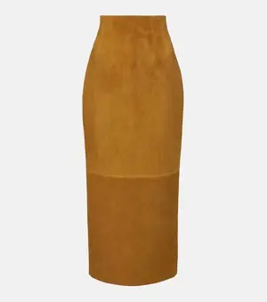 Khaite Loxley Suede Maxi Skirt
