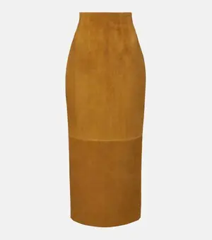 Khaite Loxley Suede Maxi Skirt - Brown