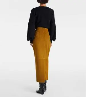 Khaite Loxley Suede Maxi Skirt - Brown