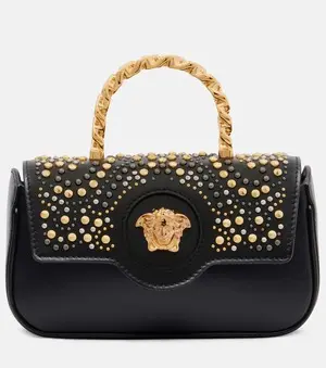Versace La Medusa Mini Studded Leather Tote Bag