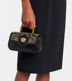 Versace La Medusa Mini Studded Leather Tote Bag