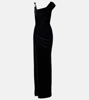 Versace Asymmetric Gathered Velvet Gown