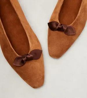 Loro Piana Primula Suede Ballet Flats - Red