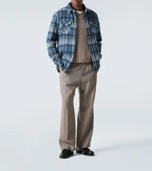 GOD'S TRUE CASHMERE Fantasia Plaid Cashmere Shirt With Emerald - Blue