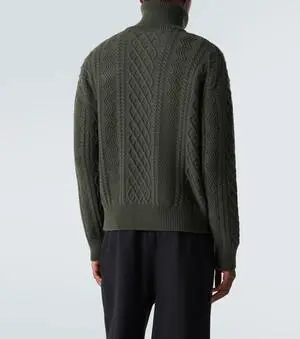 Loewe Aran-knit Wool Half-zip Turtleneck Sweater