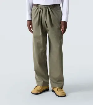 Loewe Belted Cotton Satin Straight Pants - Green