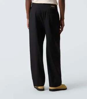 Loewe Belted Wool Straight Pants - Black