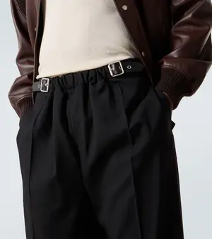 Loewe Belted Wool Straight Pants - Black