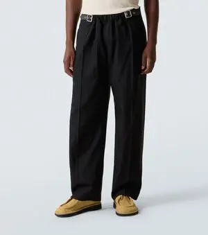 Loewe Belted Wool Straight Leg Pants