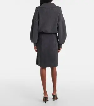 JOSEPH Suede Midi Skirt - Grey