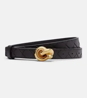 Bottega Veneta Knot Intrecciato Leather Belt - Brown