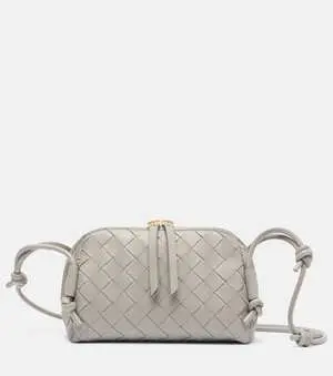 Bottega Veneta Concert Mini Leather Crossbody Bag Grey