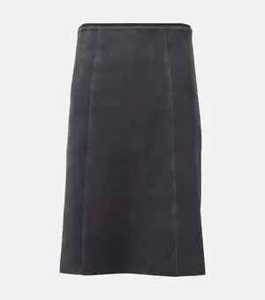 JOSEPH Suede Midi Skirt - Grey