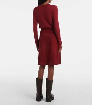 JOSEPH Suede Midi Skirt - Red