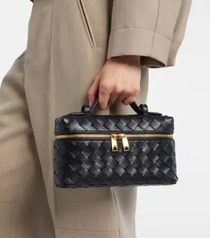 Bottega Veneta Intrecciato Leather Vanity Bag - Black