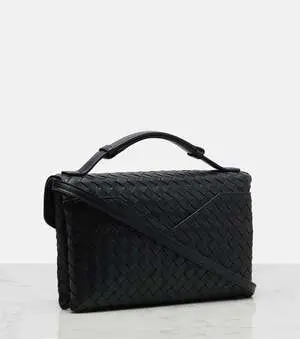 Bottega Veneta Knot Lock Intrecciato Leather Top-handle Bag - Black