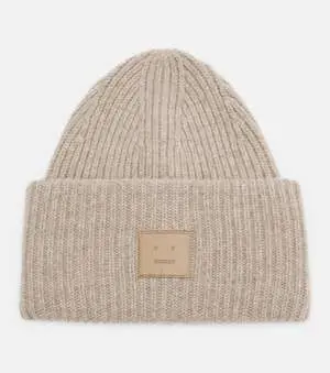Acne Studios Face Wool-blend Beanie Beige