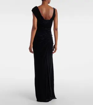 Versace Asymmetric Gathered Velvet Gown