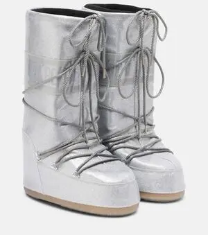 Moon Boot Icon Glitter Knee-high Boots - Silver