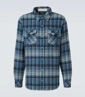 GOD'S TRUE CASHMERE Fantasia Plaid Cashmere Shirt With Emerald