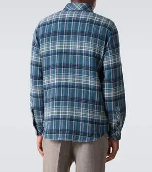 GOD'S TRUE CASHMERE Fantasia Plaid Cashmere Shirt With Emerald