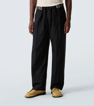 Loewe Belted Wool Straight Leg Trousers