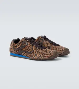 Loewe Ballet Runner 2.0 Checked Suede Sneakers - Brown