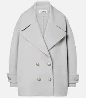 Loewe Pebble Double-breasted Wool Pea Coat - Grey