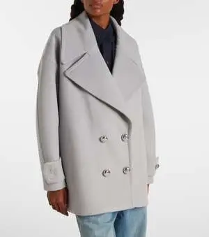 Loewe Pebble Double-breasted Wool Pea Coat - Grey