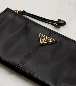 Prada Leather Pouch With Logo