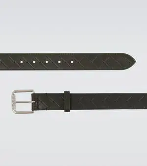 Bottega Veneta Intrecciato Embossed Leather Belt - Brown