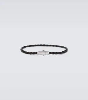 Bottega Veneta Braided Leather And Sterling Silver Bracelet - Brown