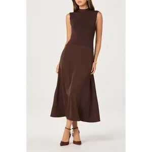 Astr The Label Mixed Media Dress - Brown
