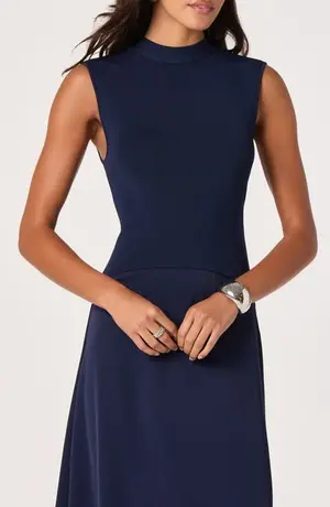 Astr The Label Mixed Media Dress - Navy