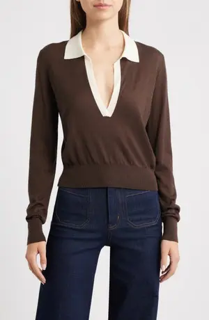 FRAME Cashmere & Silk Blend Polo Sweater
