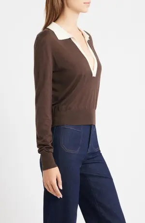 FRAME Cashmere & Silk Blend Polo Sweater