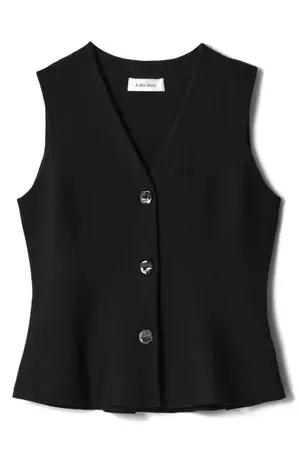 & Other Stories Peplum Knit Vest - Black Dark