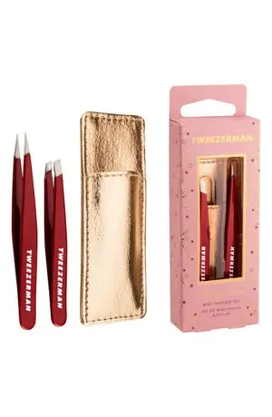 TWEEZERMAN Mini Tweezer Set With Case $35 Value - Vintage Rose
