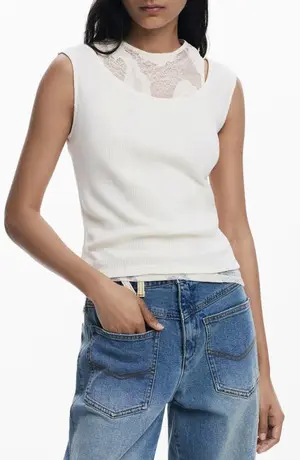 Desigual Lace Yoke Tank