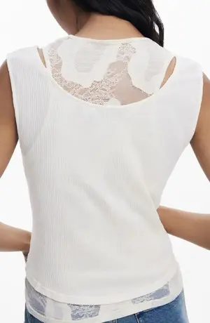 Desigual Lace Yoke Tank