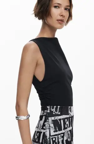 Desigual Colorblock Newspaper Print Jumpsuit