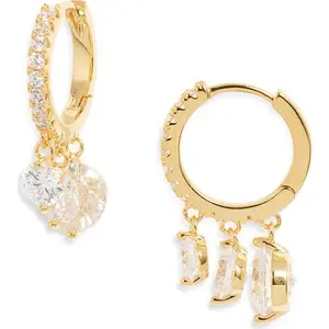 Nordstrom Cubic Zirconia Huggie Hoop Earrings - Clear- Gold
