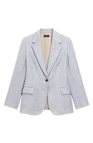 Theory Lynnia Sleek Virgin Wool Blazer - New Light Heather
