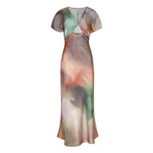 UNTITLED IN MOTION Mylon Silky Flutter Sleeve Midi Dress - Naiad