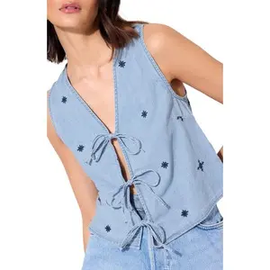FRIENDS LIKE THESE Embroidered Chambray Vest