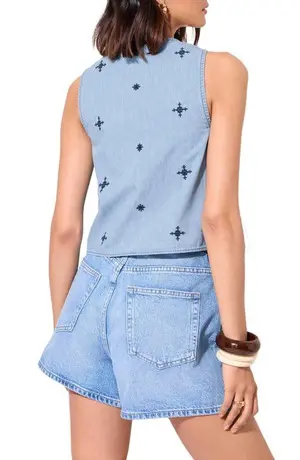 FRIENDS LIKE THESE Embroidered Chambray Vest